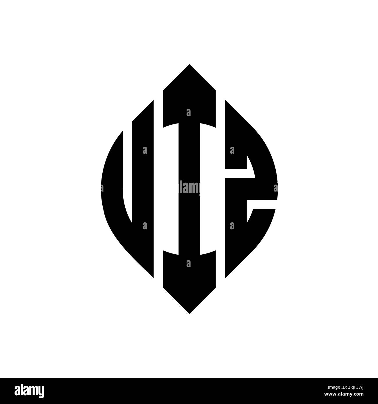 UIZ circle letter logo design with circle and ellipse shape. UIZ ...