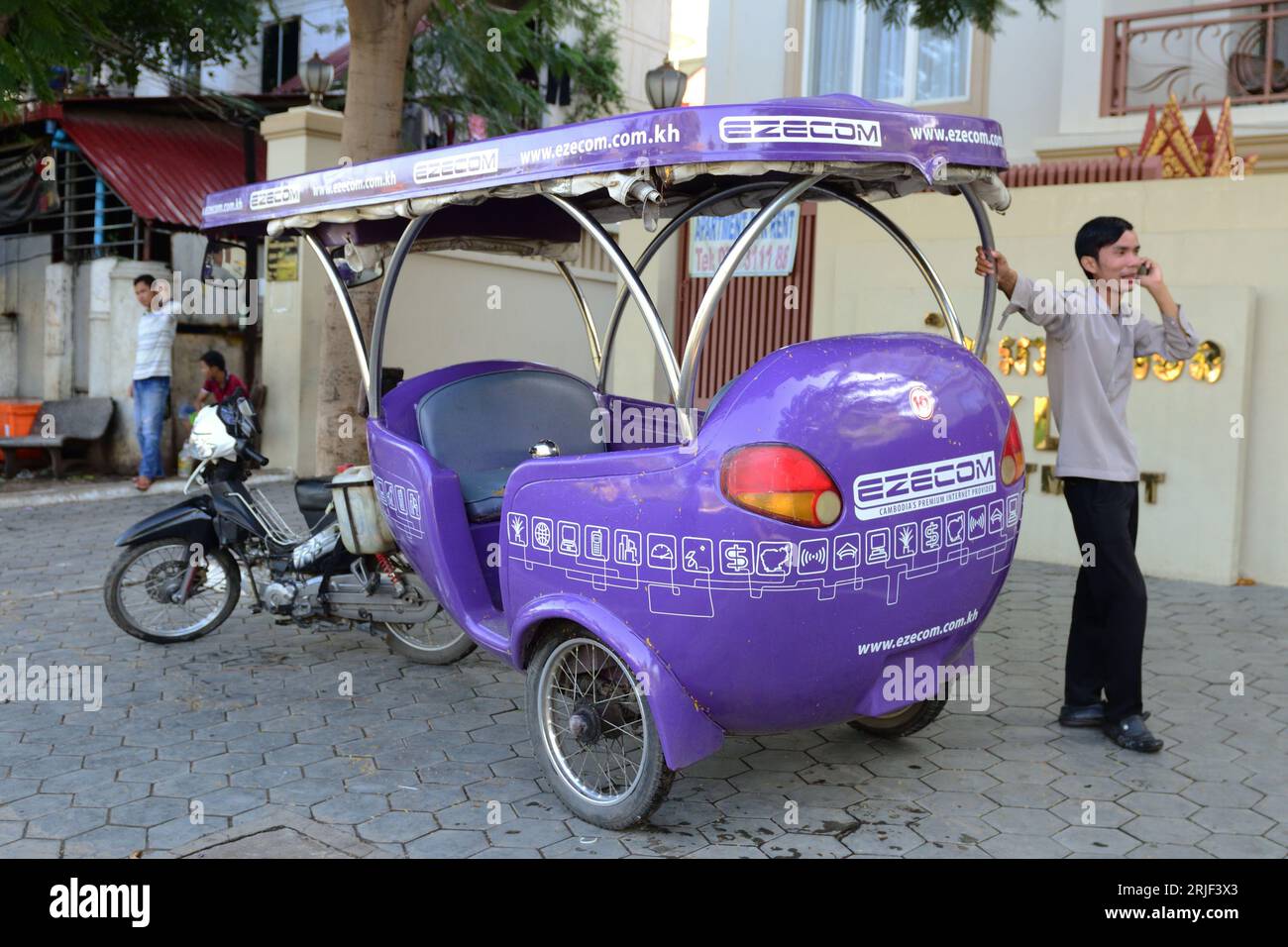 Modern Tuk-Tuk on the streets of Phnom Penh, Purple Tuk-Tuk Stock Photo ...