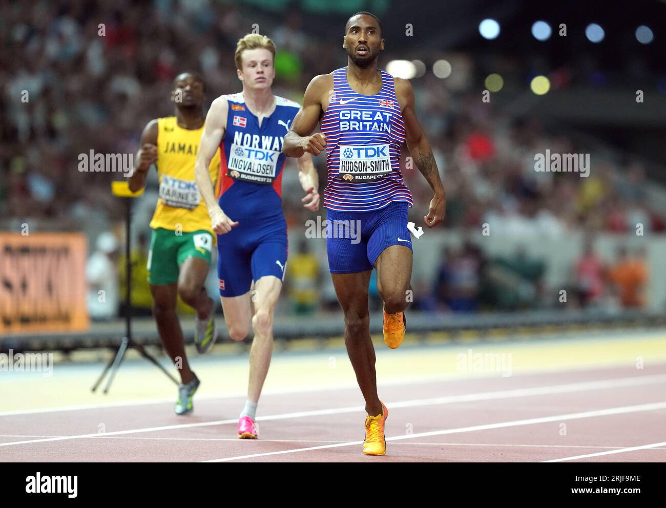 Great Britain's Matthew Hudson-Smith (right) after competing in the Men ...