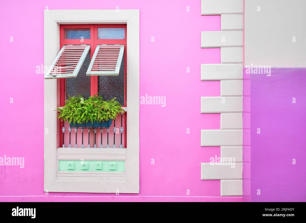 Street view of a colorful facade with window, architecture background ...