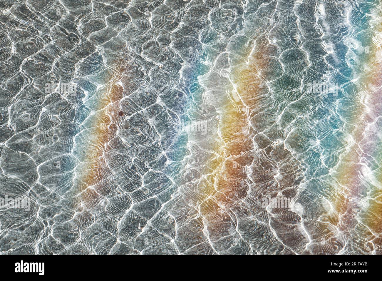 rainbow reflected in the water, abstract background Stock Photo - Alamy