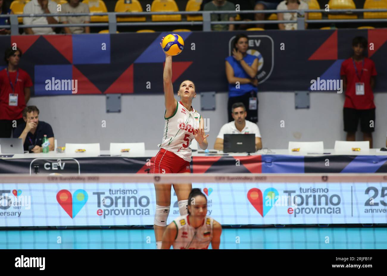 Turin, Italy. 22nd Aug, 2023. Maria Yordanova of Bulgaria during the CEV EuroVolley 2023 match ...
