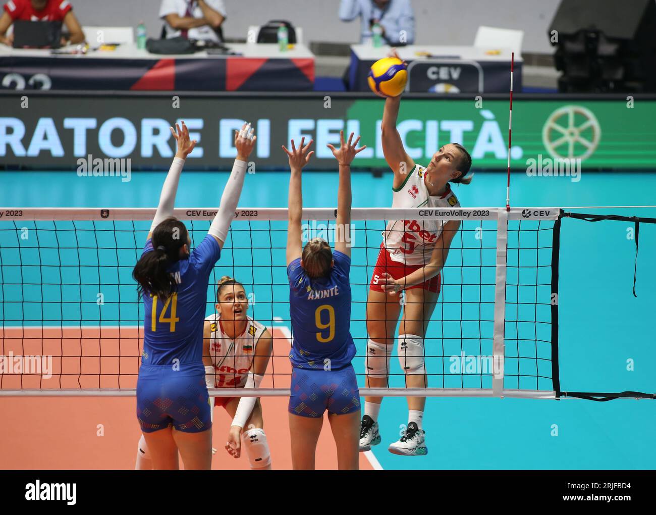Turin, Italy. 22nd Aug, 2023. Maria Yordanova of Bulgaria during the CEV EuroVolley 2023 match ...