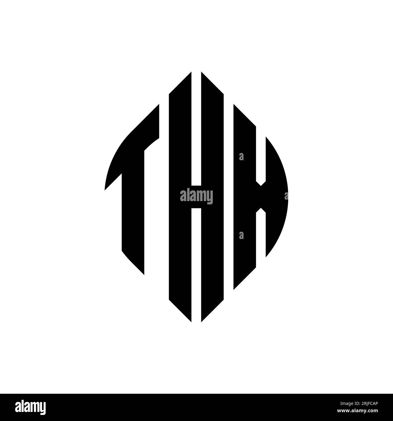 THX circle letter logo design with circle and ellipse shape. THX ...