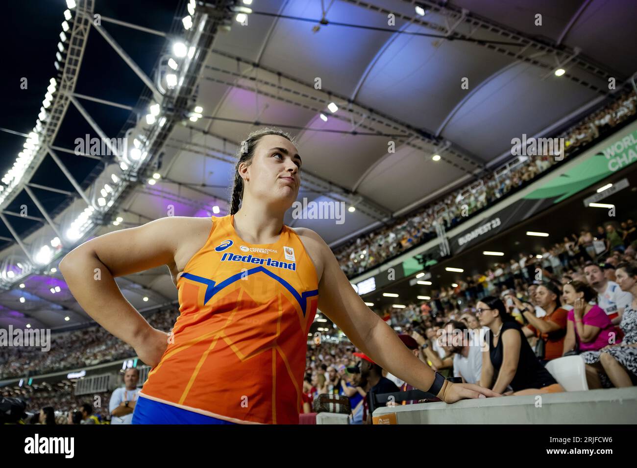 BUDAPEST - Jorinde van Klinken in action in the final of the discus ...