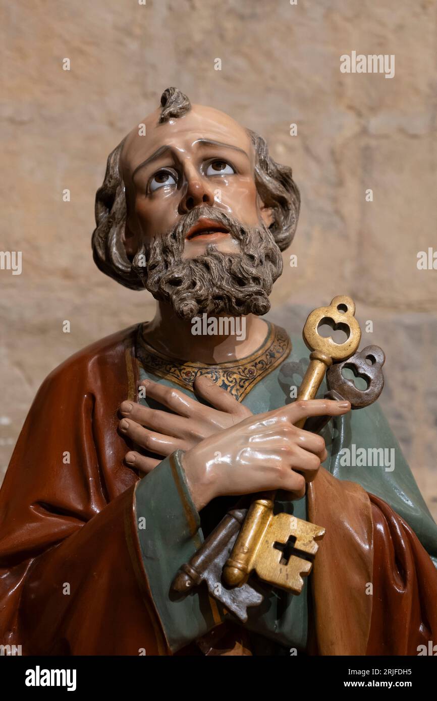 A processional statue of Saint Peter holding the Keys of Heaven at the ...