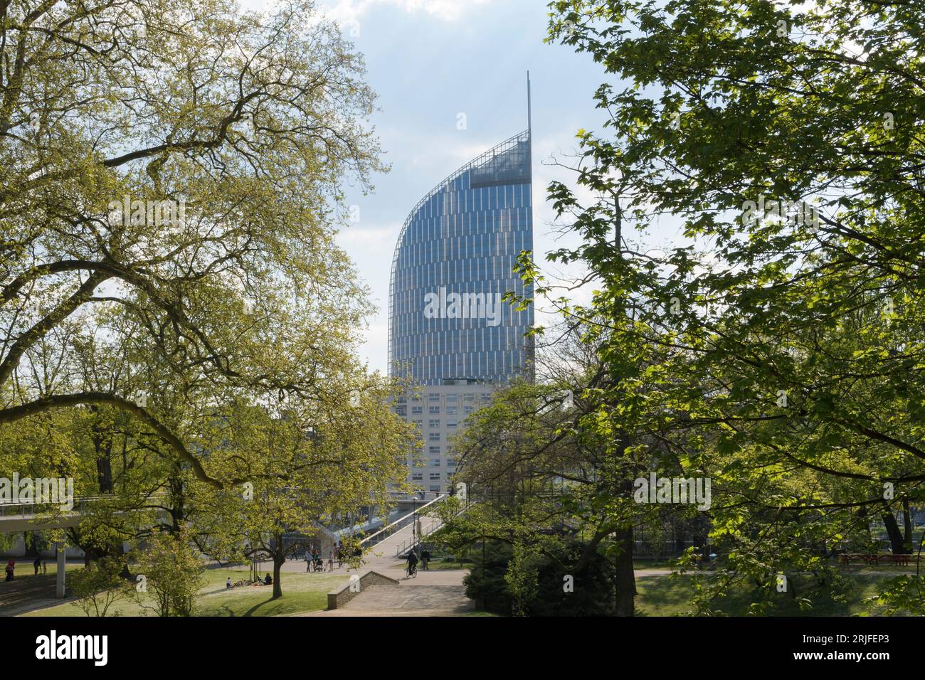 Liege. Wallonia - Belgium 24-04-2022. A sail-shaped building in Liege ...