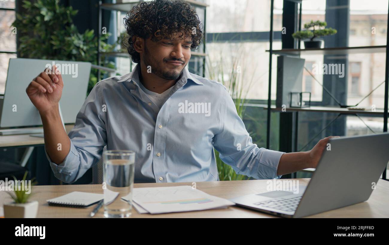 Happy Arabian latino man ceo manager worker Indian businessman funny ...