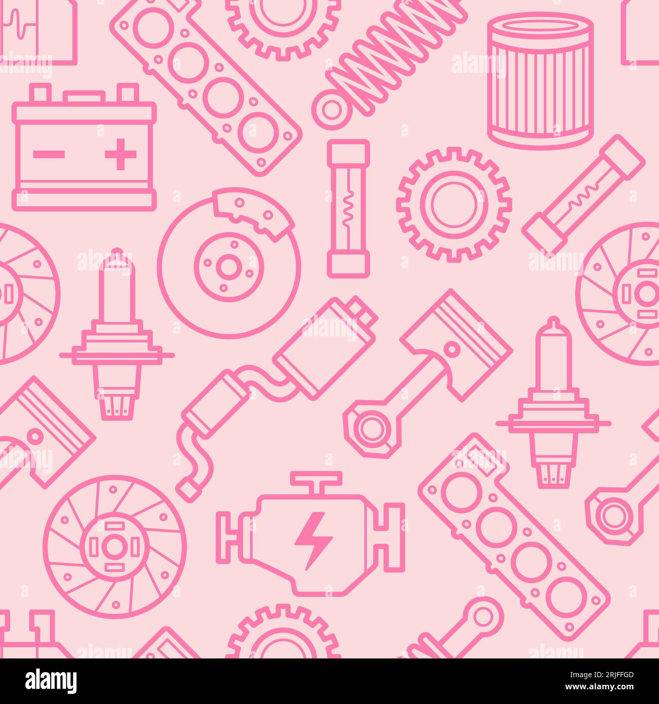 Seamless pattern with car parts in cute pink color Stock Photo - Alamy