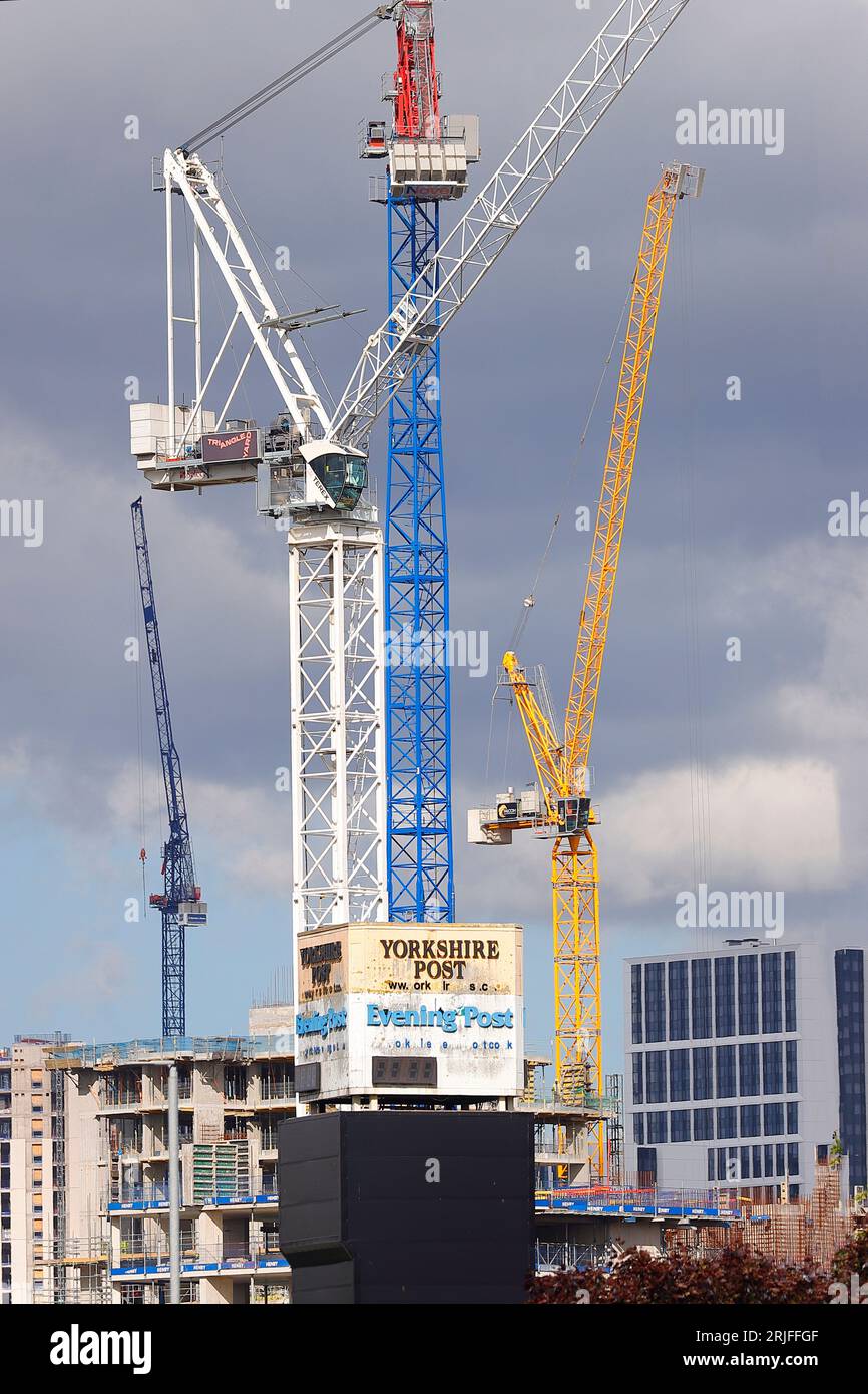 Tower cranes on various construction projects in Leeds City Centre,West ...