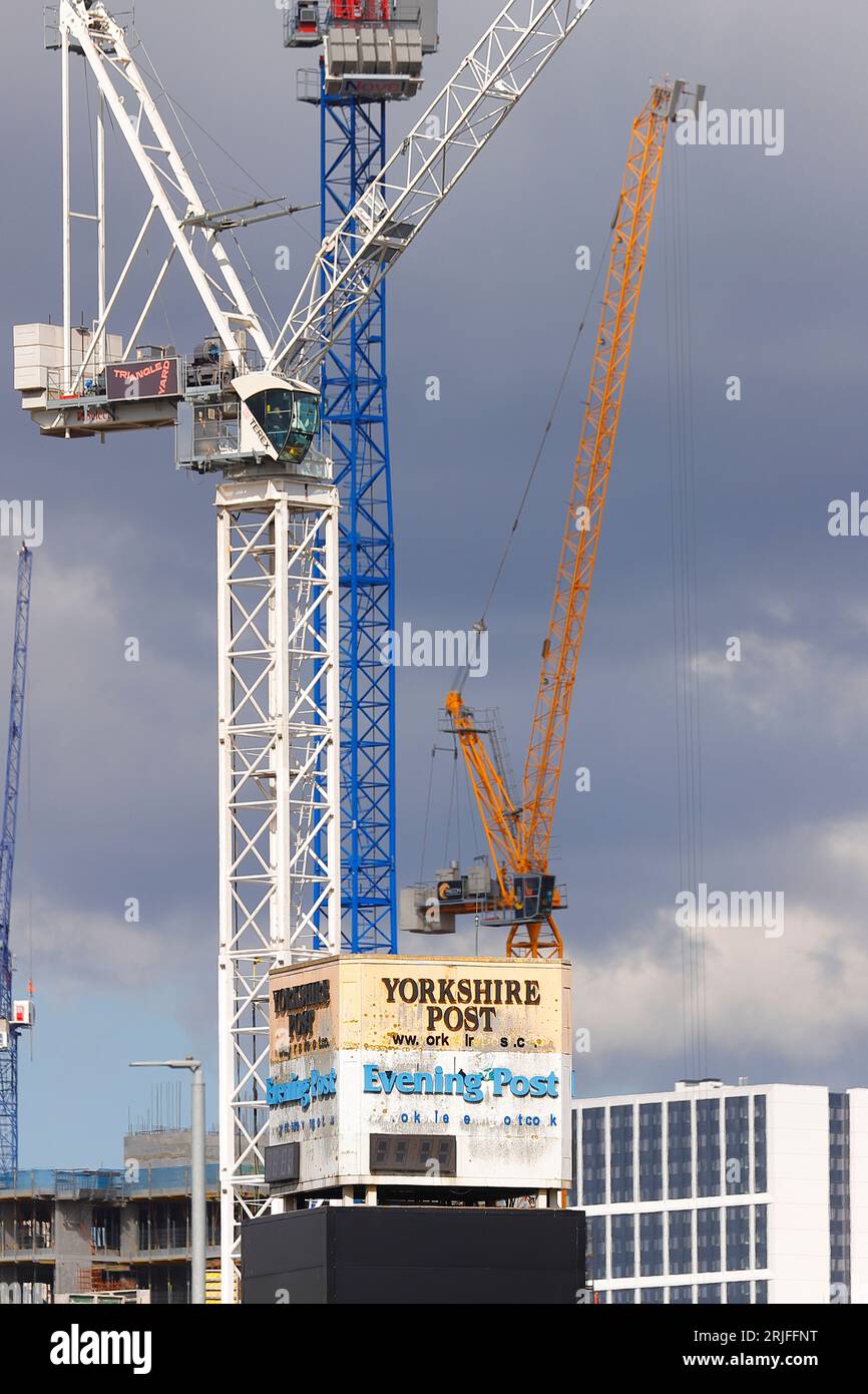 Tower cranes on various construction projects in Leeds City Centre,West ...
