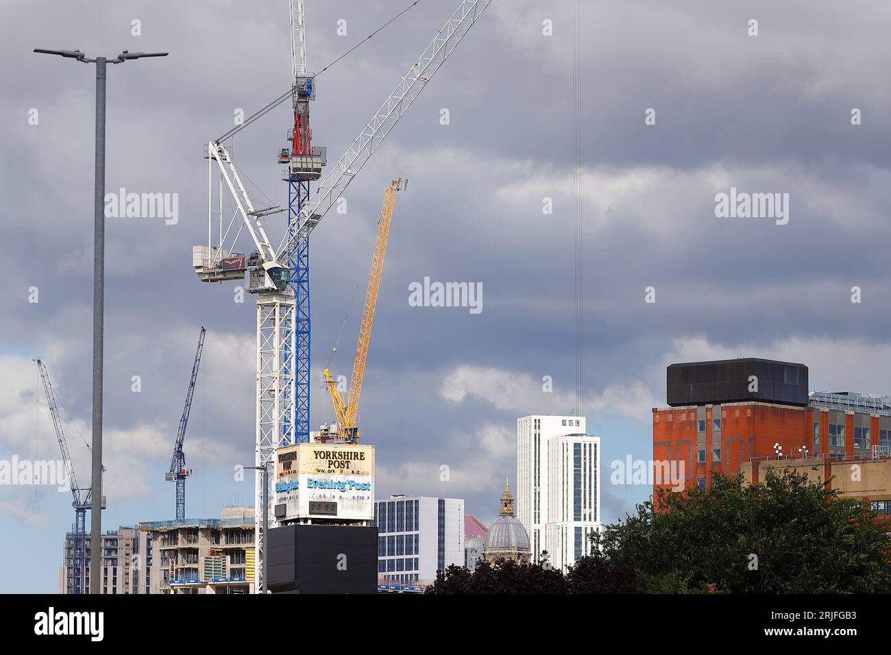 Tower cranes on various construction projects in Leeds City Centre,West ...