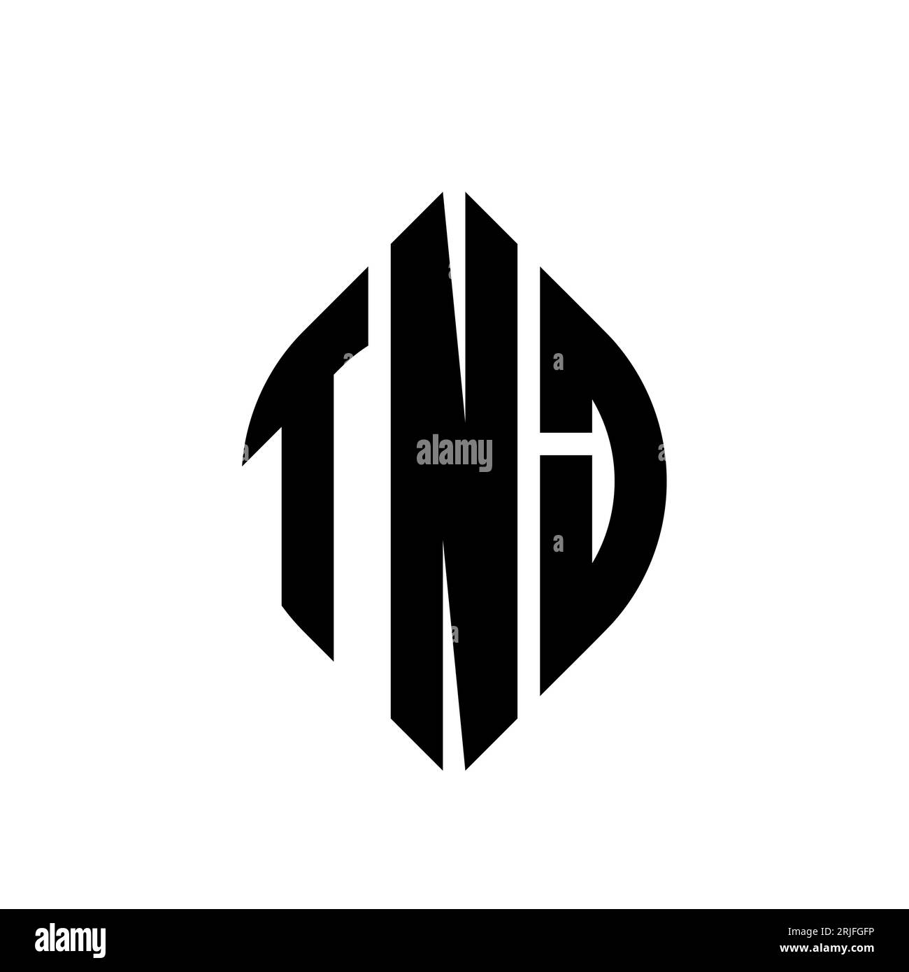 TNJ circle letter logo design with circle and ellipse shape. TNJ ...