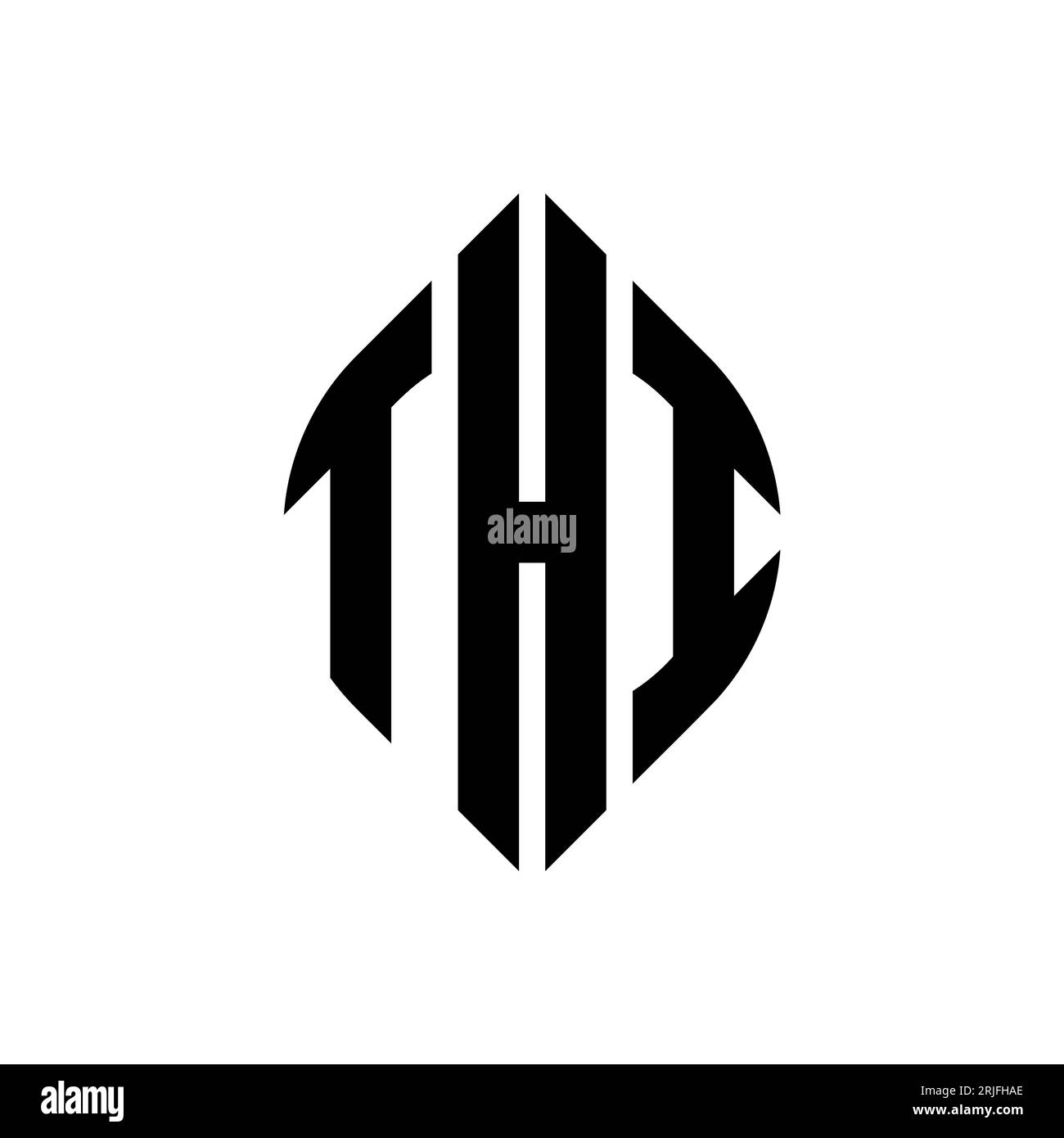 THI circle letter logo design with circle and ellipse shape. THI ...