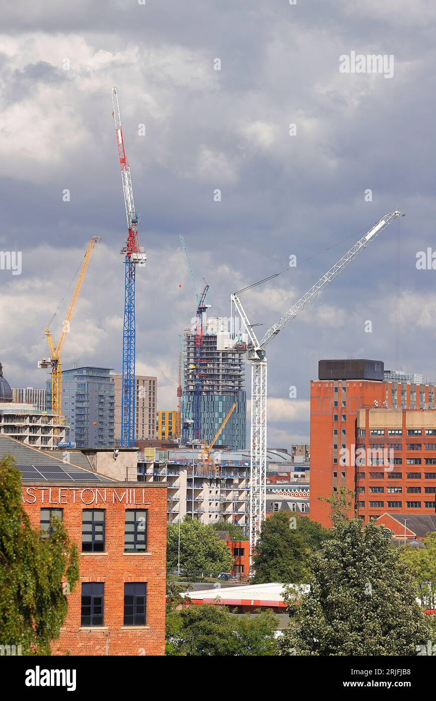 Tower cranes on various construction projects in Leeds City Centre,West ...