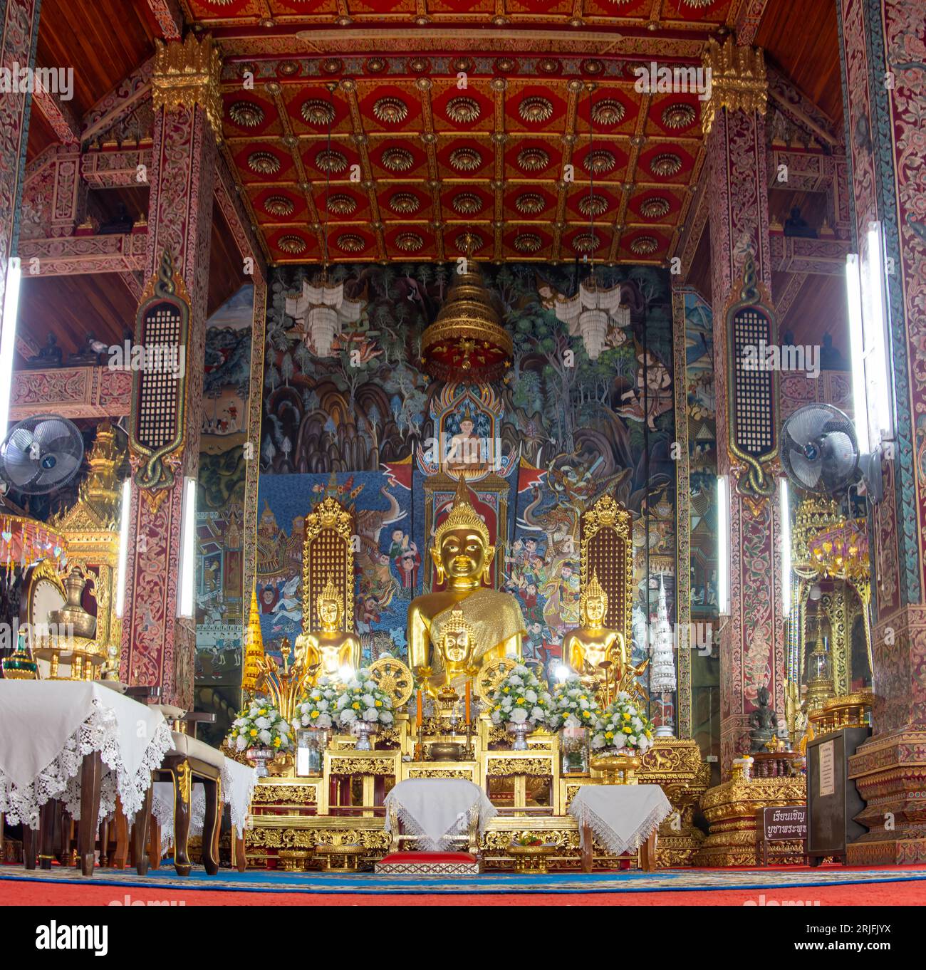 NAN, THAILAND, MAY 19 2023, The interior of the Buddhist temple Wat ...