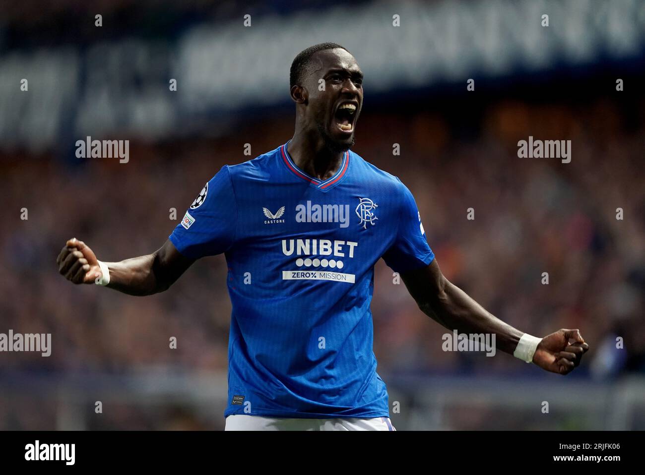Rangers’ Abdallah Sima celebrates scoring the opening goal with his ...