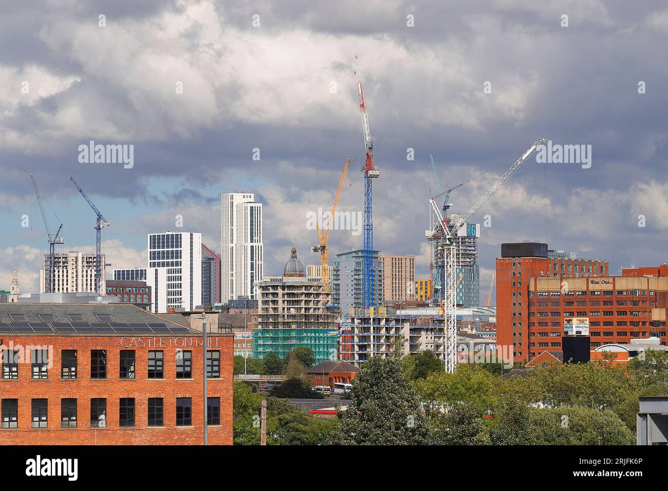 Tower cranes on various construction projects in Leeds City Centre,West ...