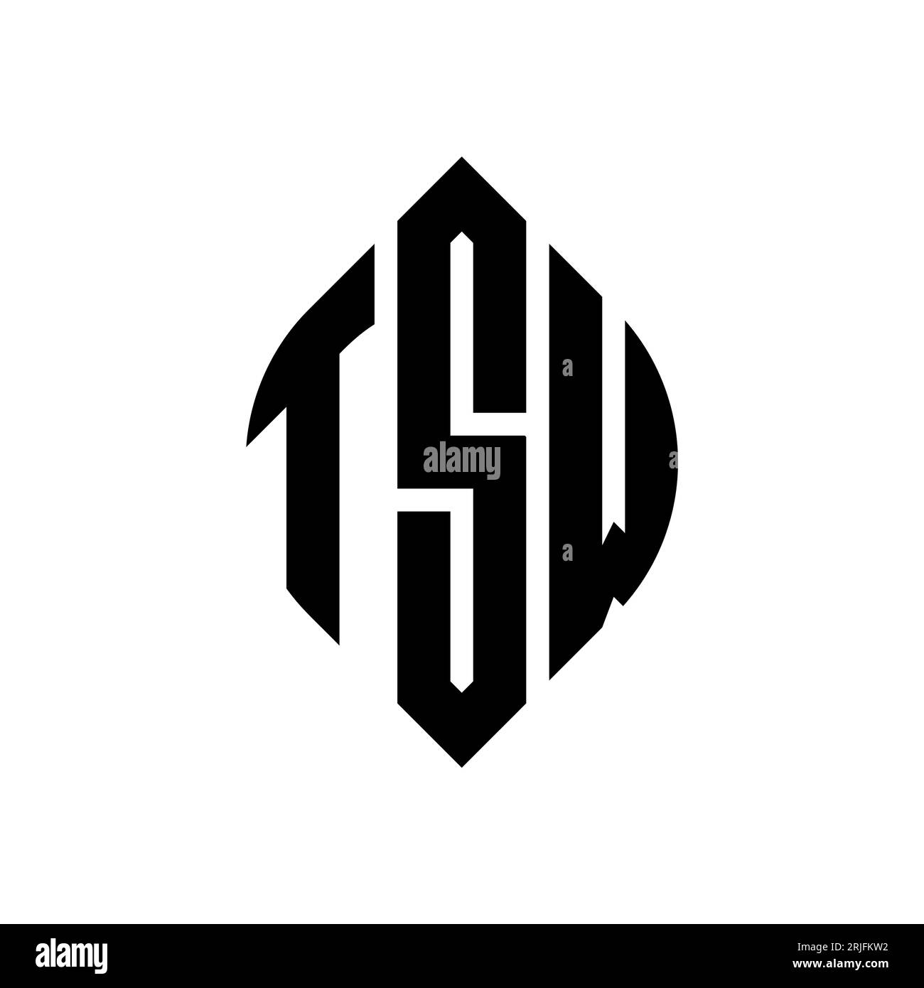 TSW circle letter logo design with circle and ellipse shape. TSW ...