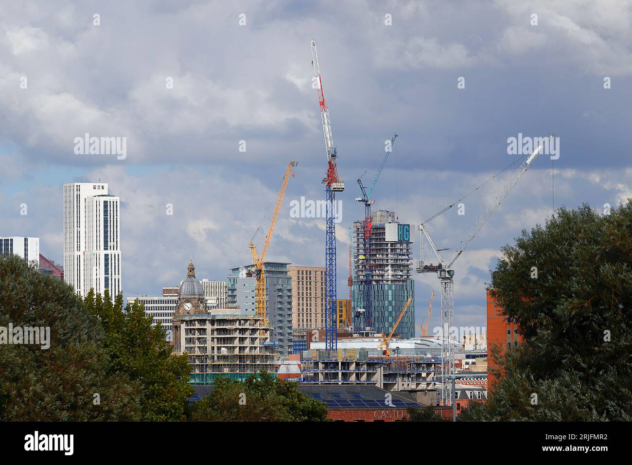 Tower cranes on various construction projects in Leeds City Centre,West ...