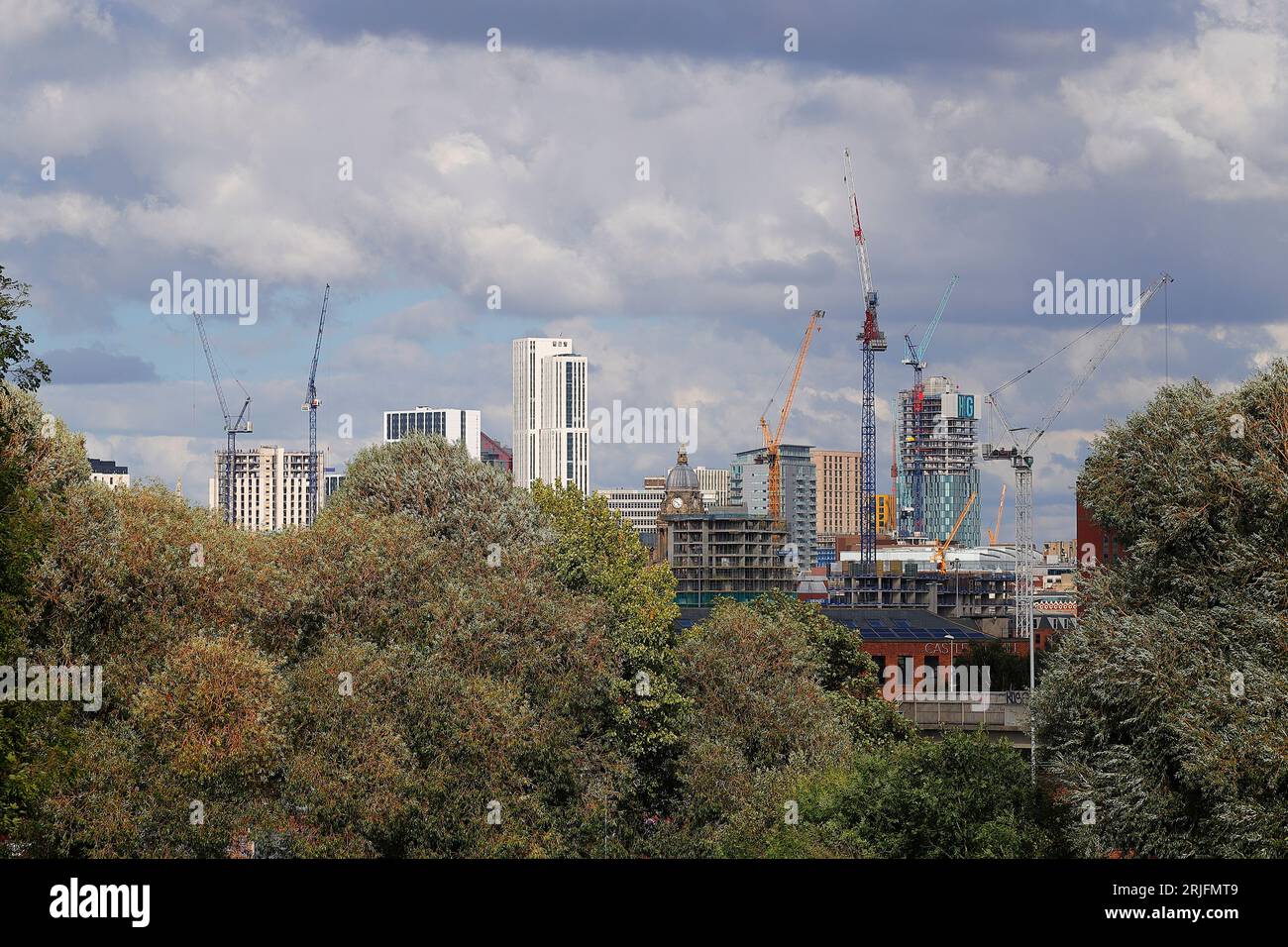 Tower cranes on various construction projects in Leeds City Centre,West ...