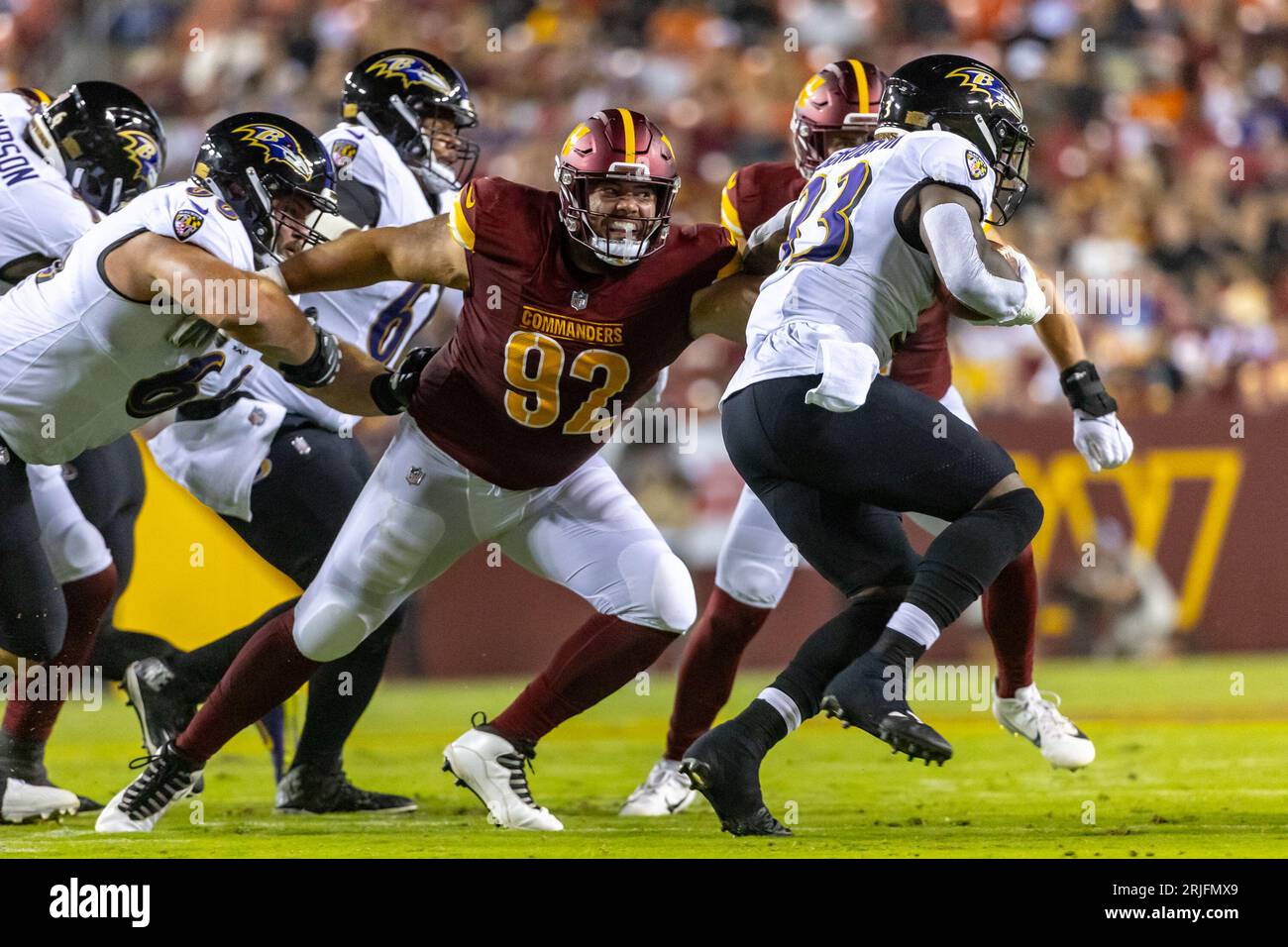 Landover, MD, USA - August 21, 2023 : Washington Commanders defensive ...