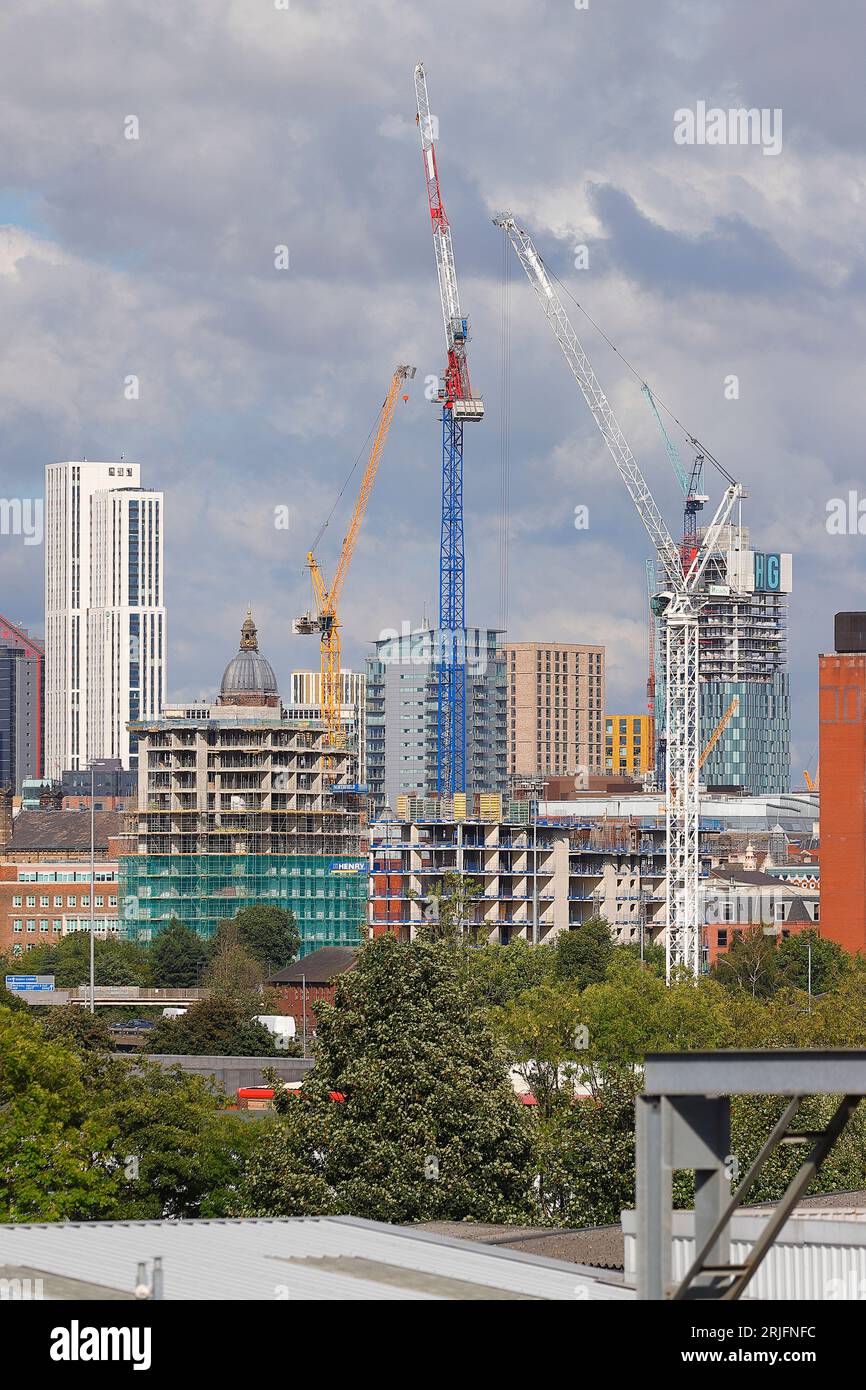 Tower cranes on various construction projects in Leeds City Centre,West ...