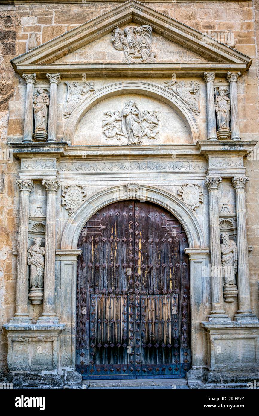 Monumental entrance of the church of the Assumption of Yeste, Albacete ...