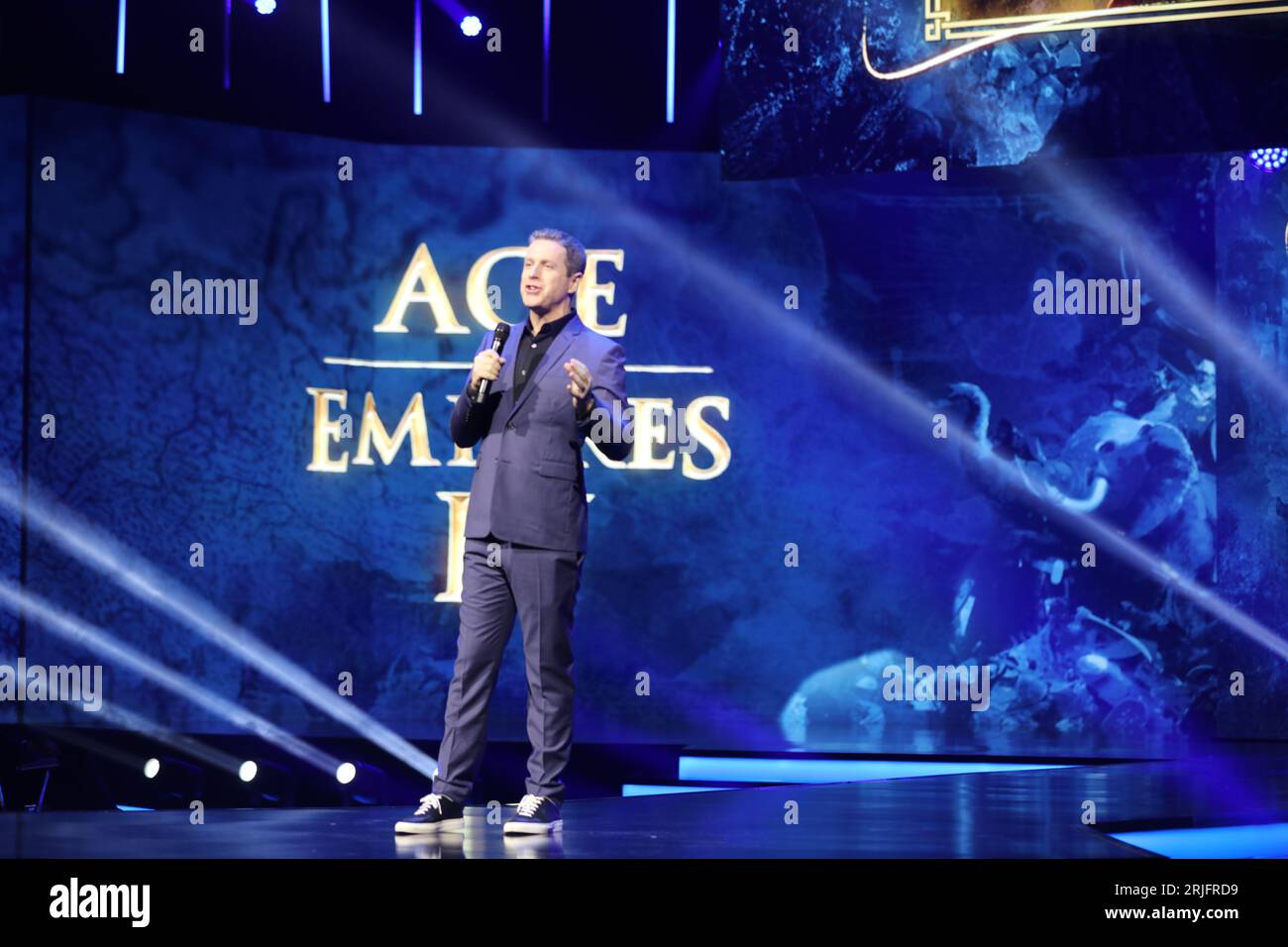 Cologne, Germany. 22nd Aug, 2023. Host Geoff Keighley is on stage at ...