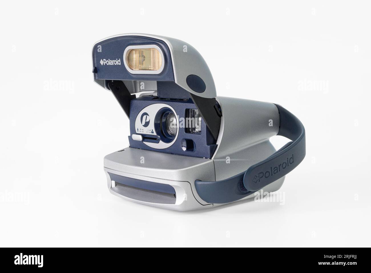 Hasselt. Limburg - Belgium 25-04-2023 Polaroid P 600. Close-up on the side of a camera. Instant ...