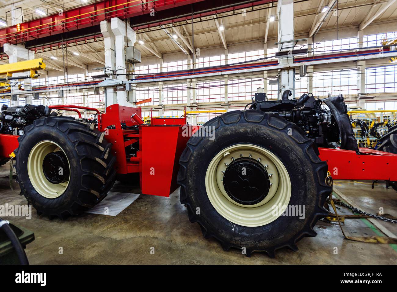 Assembly process of agricultural tractors in industrial workshop Stock ...