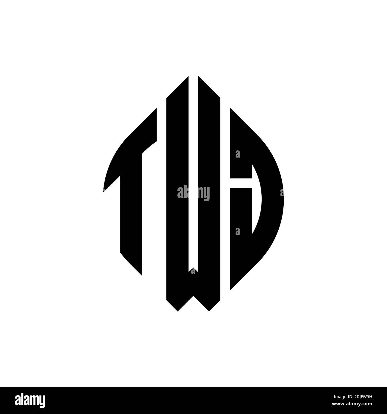 TWJ circle letter logo design with circle and ellipse shape. TWJ ...