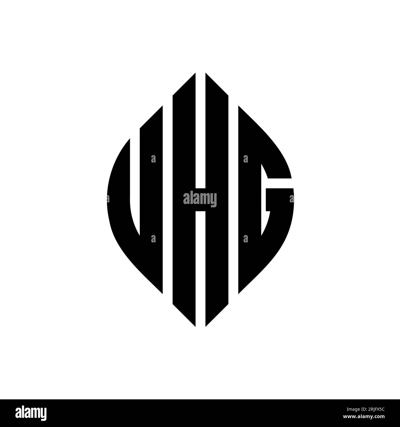 UHG circle letter logo design with circle and ellipse shape. UHG ...