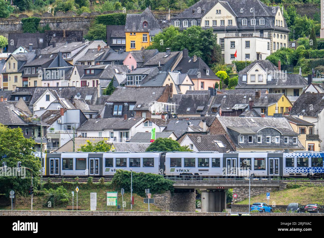 Left Rhine railway line in the Upper Middle Rhine Valley, near ...