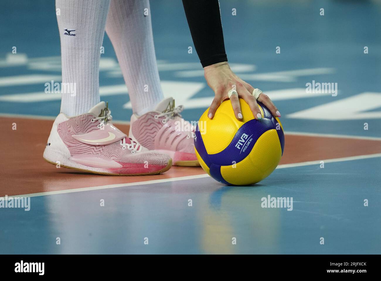ANTALYA, TURKIYE - DECEMBER 18, 2022: Mikasa V200W ball in FIVB ...