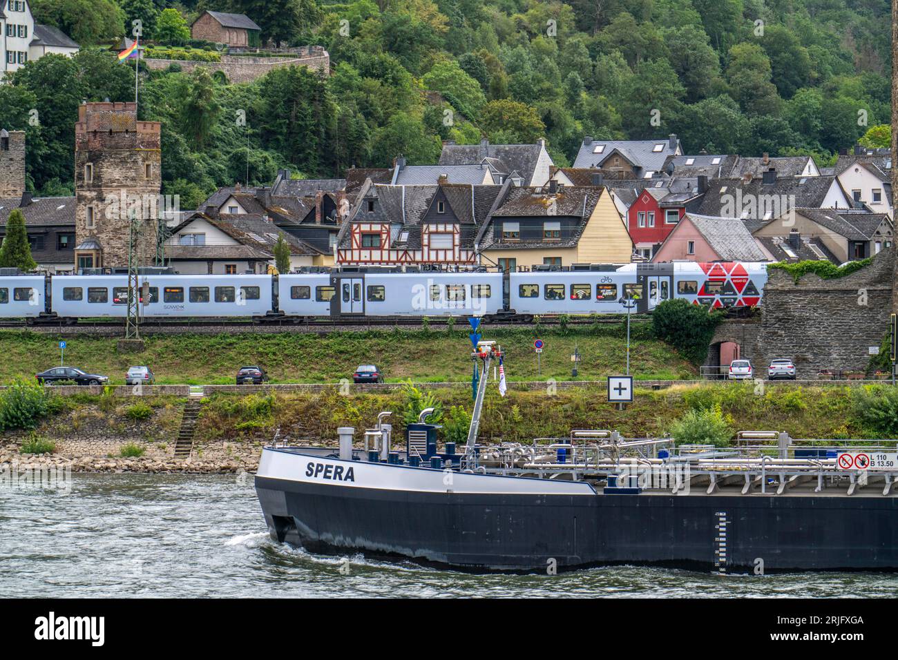 Left Rhine railway line in the Upper Middle Rhine Valley, near ...