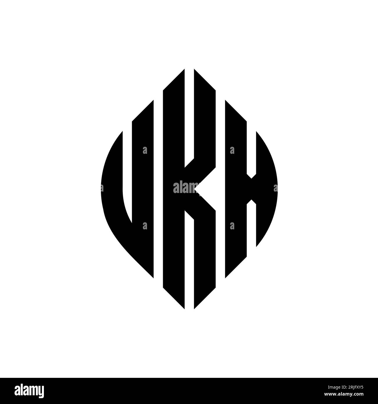 UKX circle letter logo design with circle and ellipse shape. UKX ...