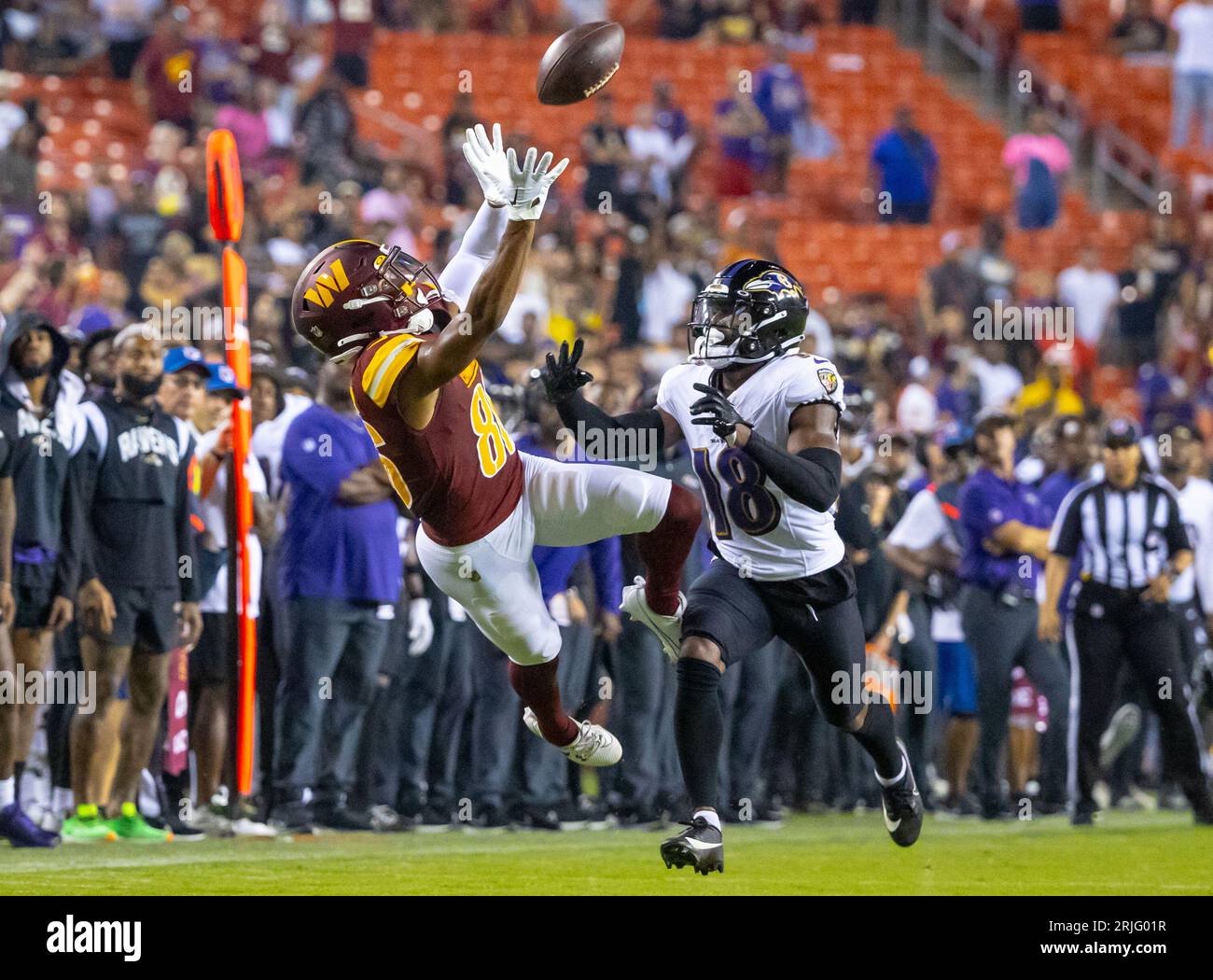 Landover, USA. 21st Aug, 2023. Landover, MD, USA - August 21, 2023 : Washington Commanders wide ...