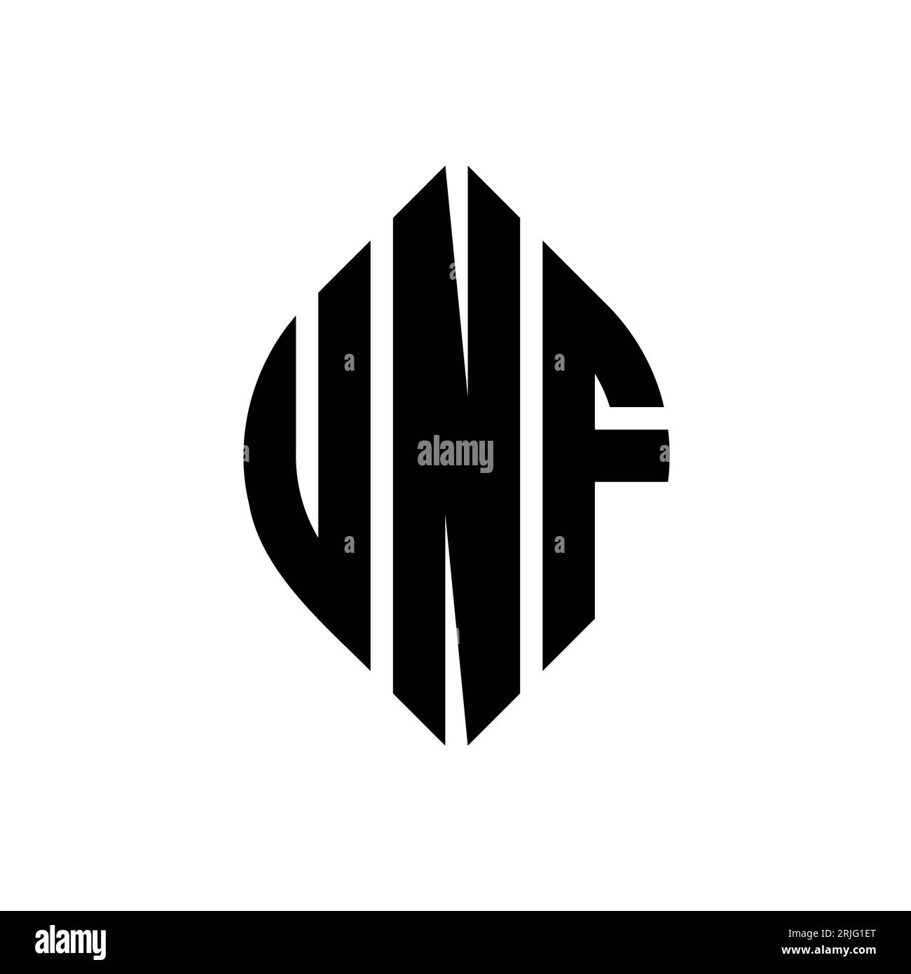 UNF circle letter logo design with circle and ellipse shape. UNF ...