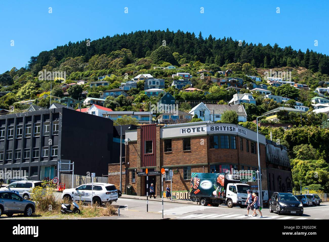 Lyttelton port town, Lyttelton Harbour, Banks Peninsula, Canterbury ...