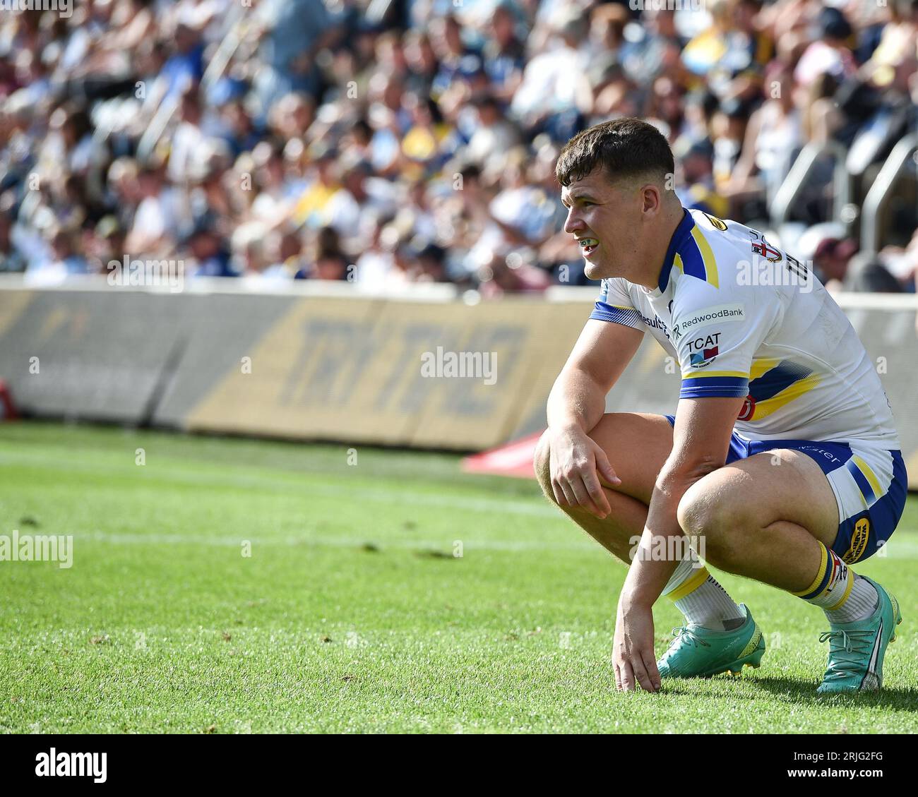 Leeds, England - 20th August 2023 Josh Thewlis of Warrington Wolves ...