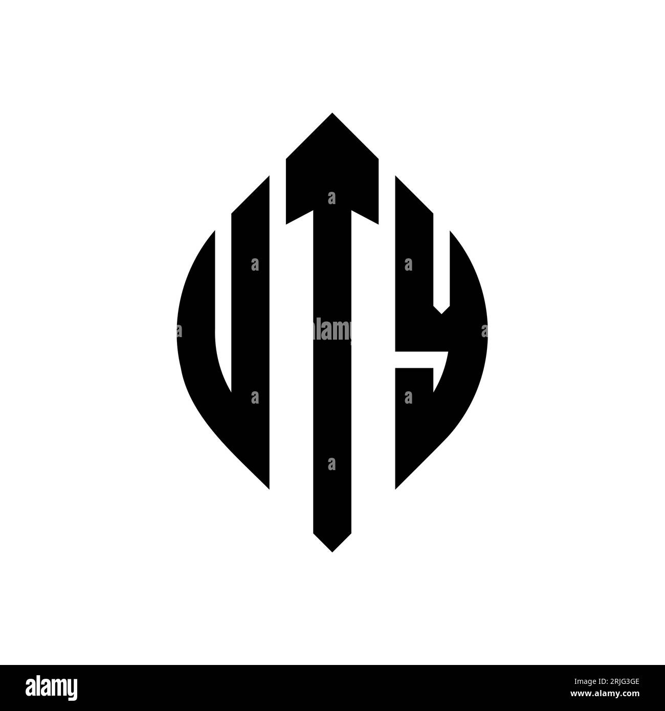 UTY circle letter logo design with circle and ellipse shape. UTY ellipse letters with ...