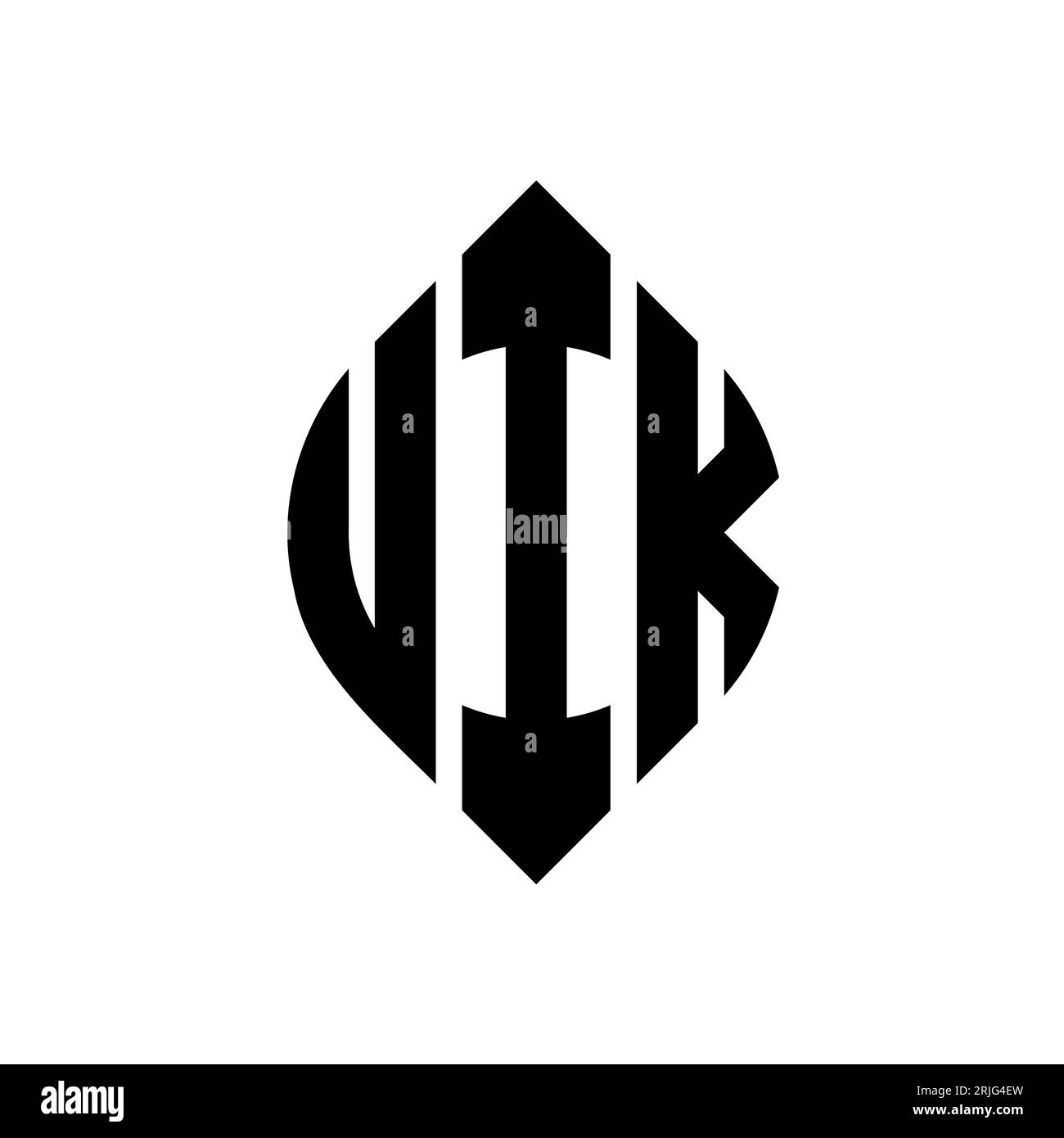 UIK circle letter logo design with circle and ellipse shape. UIK ...