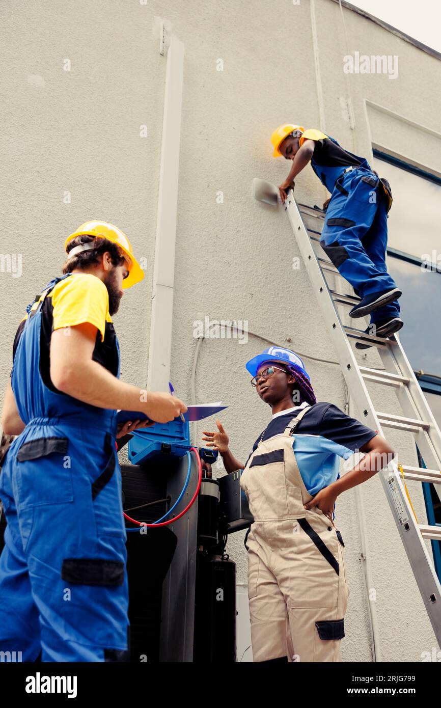 Competent wiremen diverse coworkers commissioned for external air ...