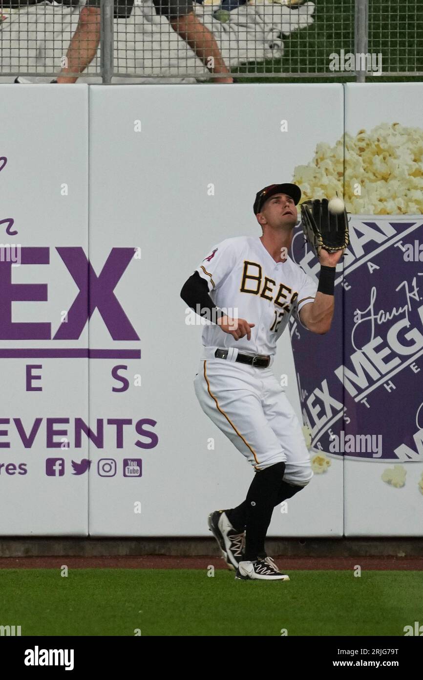 August 19 2023: Salt Lake right fielder Jared Oliva (12) makes a play ...