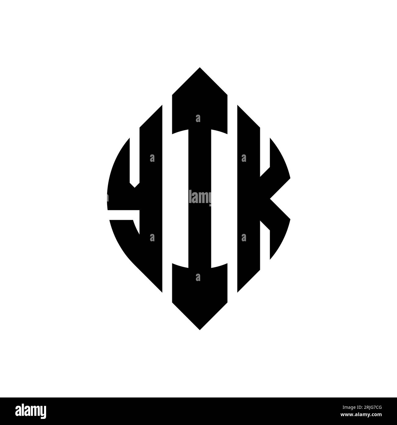 YIK circle letter logo design with circle and ellipse shape. YIK ...