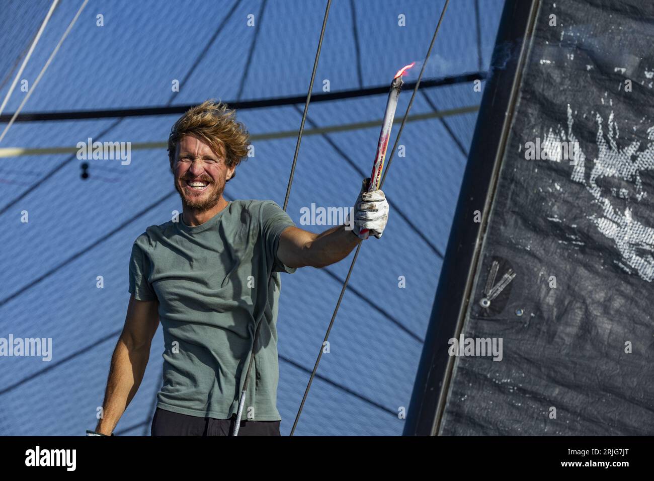 Brest, France on August 22nd 2023 Jay Thompson (USA) becomes the first ...