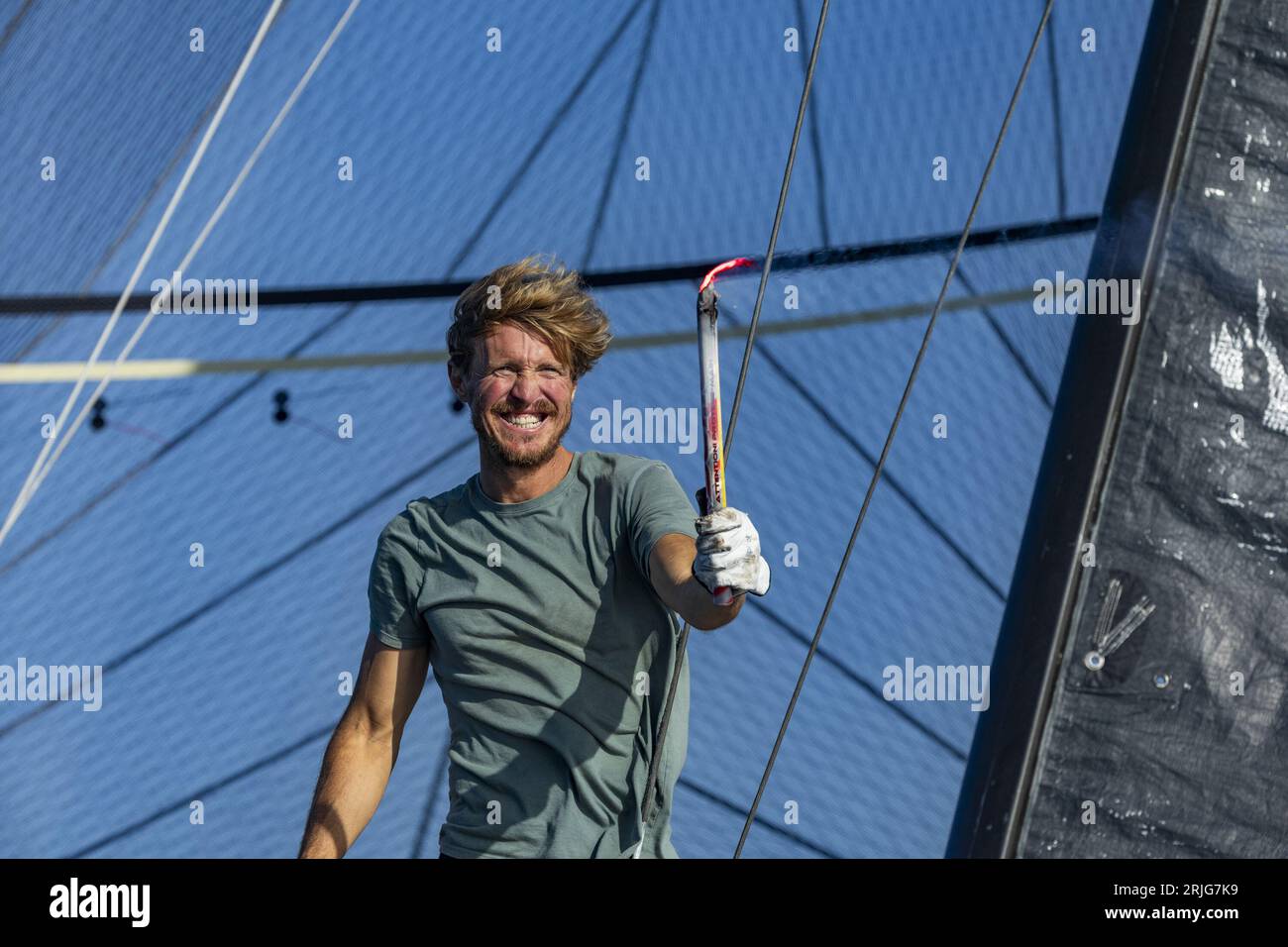 Brest, France on August 22nd 2023 Jay Thompson (USA) becomes the first ...