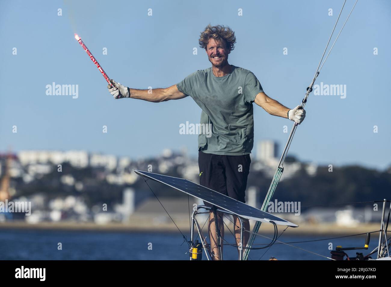 Brest, France on August 22nd 2023 Jay Thompson (USA) becomes the first ...