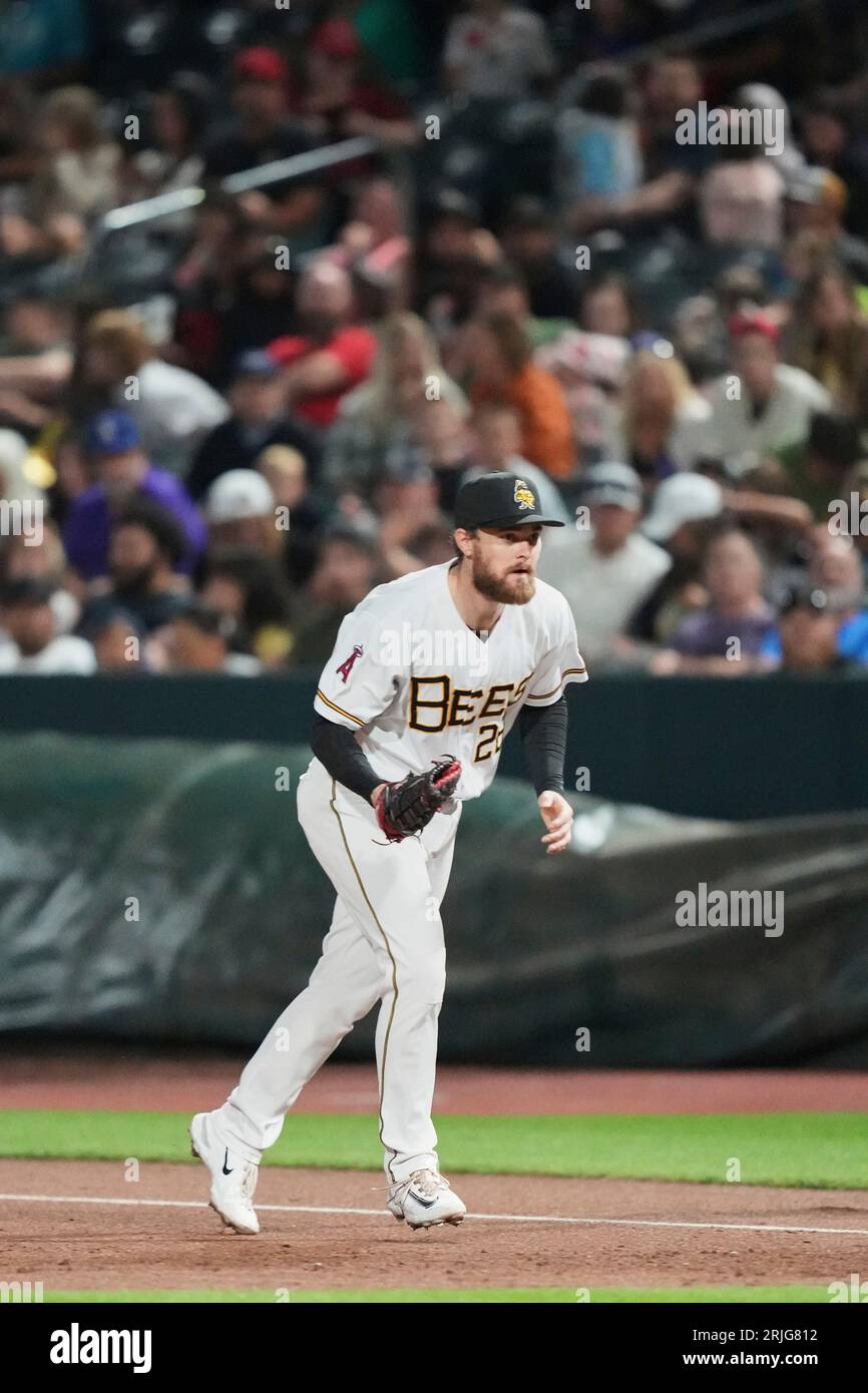 August 19 2023: Salt Lake first baseman Jared Walsh (28) in the field ...